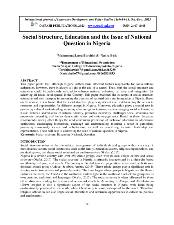 (PDF) Summative Evaluation Of Implementation Of Universal Basic Education Programme In Bade ...