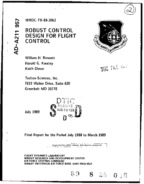 (PDF) Robust Control Design for Flight Control