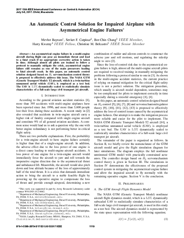 (PDF) An automatic control solution for impaired airplane with ...