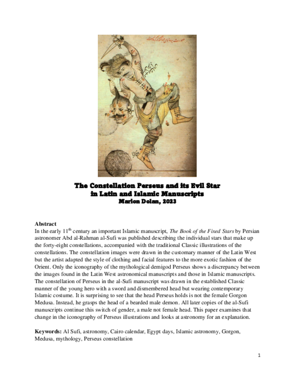 (PDF) The Constellation Perseus and its Evil Star in Latin and Islamic ...