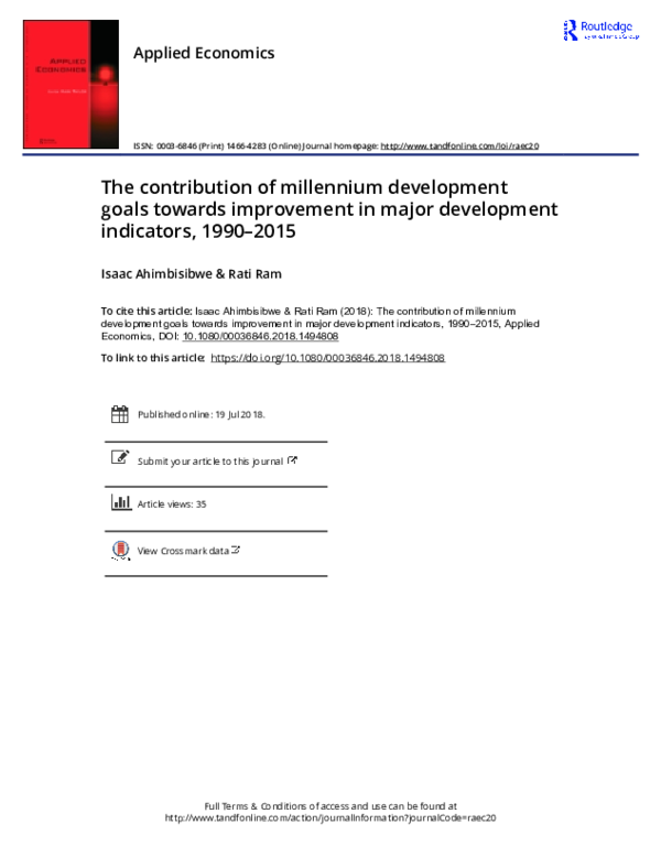 (PDF) The contribution of millennium development goals towards ...