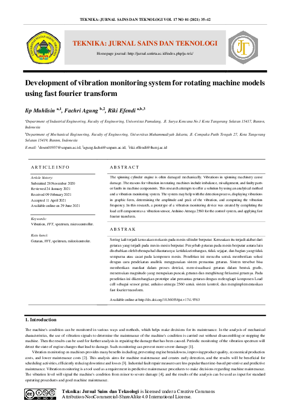 Pdf Development Of A Vibration Monitoring System For Rotating Machine