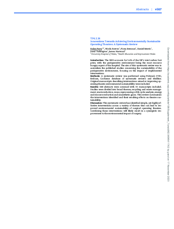 (PDF) TP6.2.26 Innovations Towards Achieving Environmentally Sustainable Operating Theatres: A ...