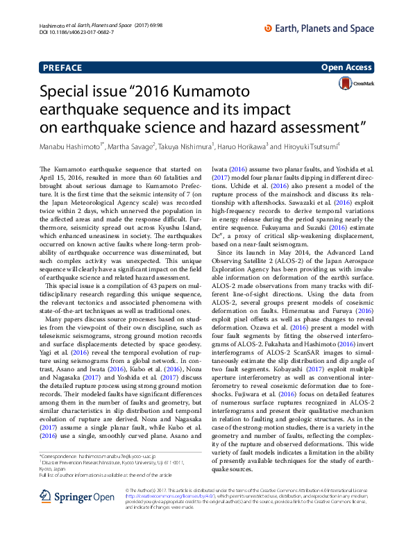 (PDF) Special issue “2016 Kumamoto earthquake sequence and its impact ...