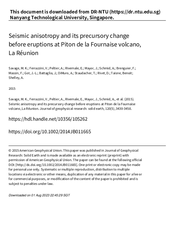 (PDF) Seismic anisotropy and its precursory change before eruptions at ...