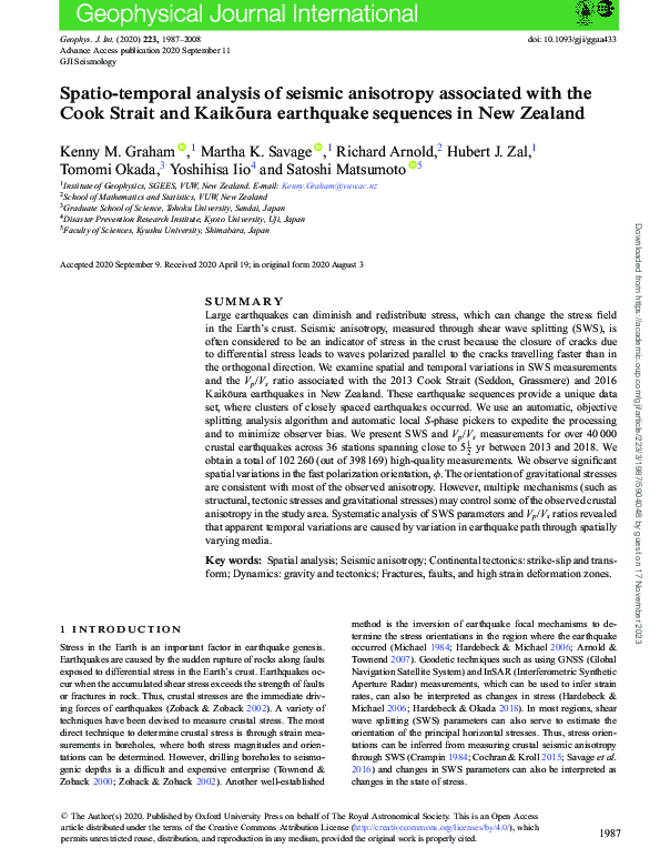 (PDF) Spatio-temporal analysis of seismic anisotropy associated with ...