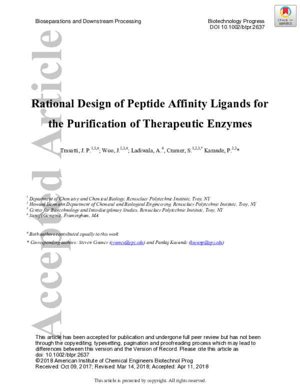 (PDF) Rational design of peptide affinity ligands for the purification ...