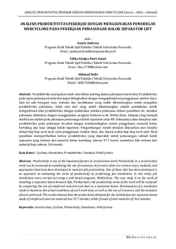 (PDF) Analisis Produktivitas Pekerjan Dengan Menggunakan Pemodelan ...