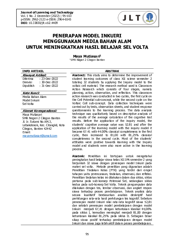 (PDF) Penerapan Model Inkuiri Menggunakan Media Bahan Alam Untuk Meningkatkan Hasil Belajar Sel ...