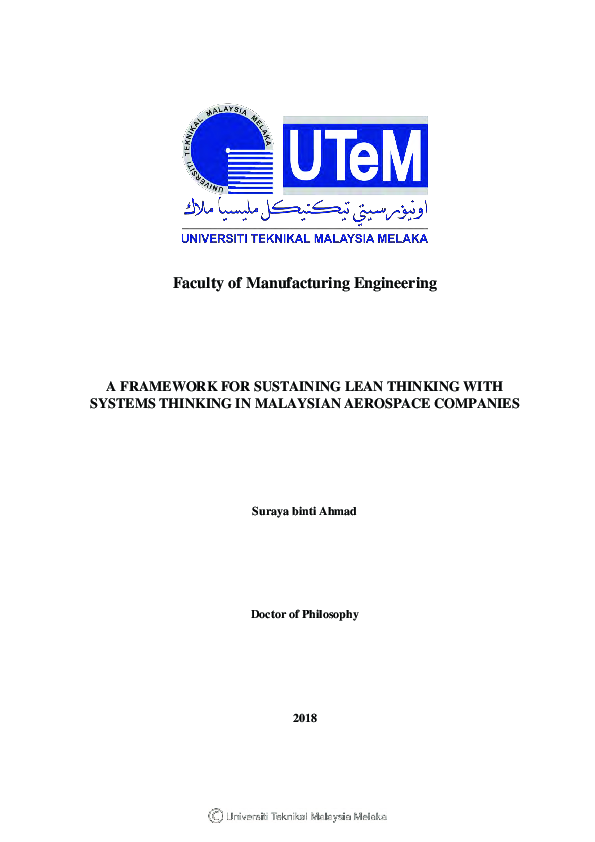(PDF) A Framework For Sustaining Lean Thinking With Systems Thinking In Malaysian Aerospace ...