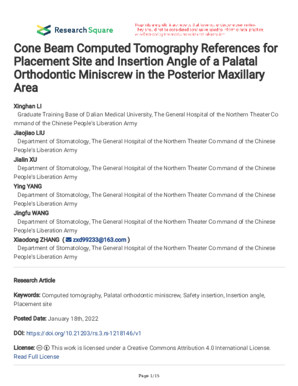 (PDF) Cone Beam Computed Tomography References for Placement Site and ...