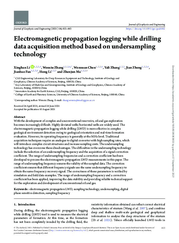 (PDF) Electromagnetic propagation logging while drilling data acquisition method based on ...