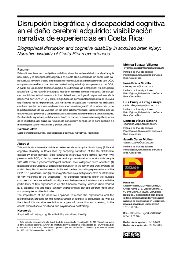(PDF) Disrupción biográfica y discapacidad cognitiva en el daño ...
