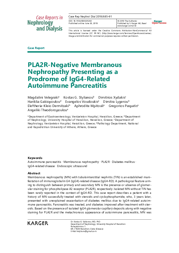 (PDF) PLA2R-Negative Membranous Nephropathy Presenting as a Prodrome of ...
