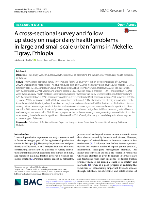 (PDF) A cross-sectional survey and follow up study on major dairy ...