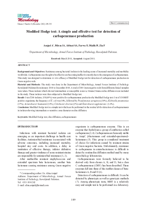 (PDF) Modified Hodge test: A simple and effective test for detection of ...