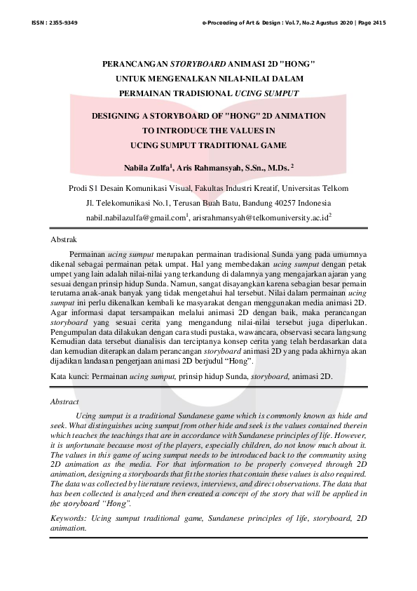 (PDF) Perancangan Storyboard Animasi 2d "hong" Untuk Mengenalkan Nilai ...