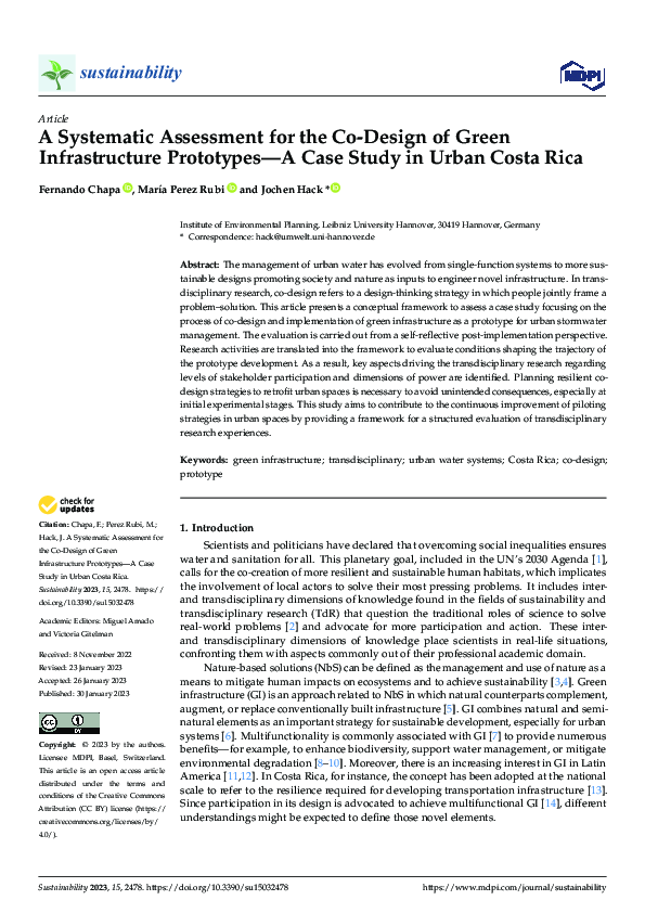 (PDF) Co-Designing Green Infrastructure: A Costa Rica Case Study