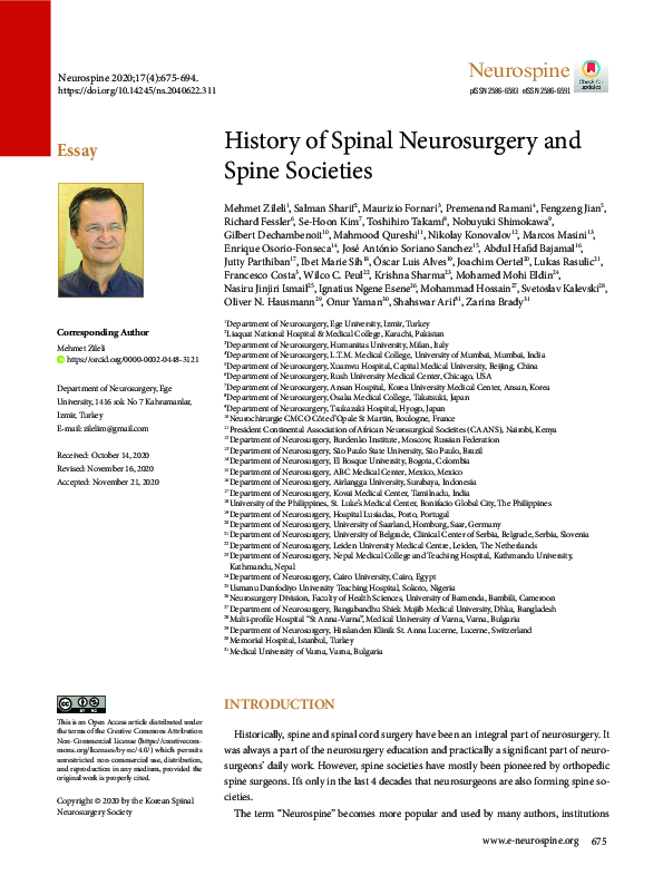 (PDF) History of Spinal Neurosurgery and Spine Societies