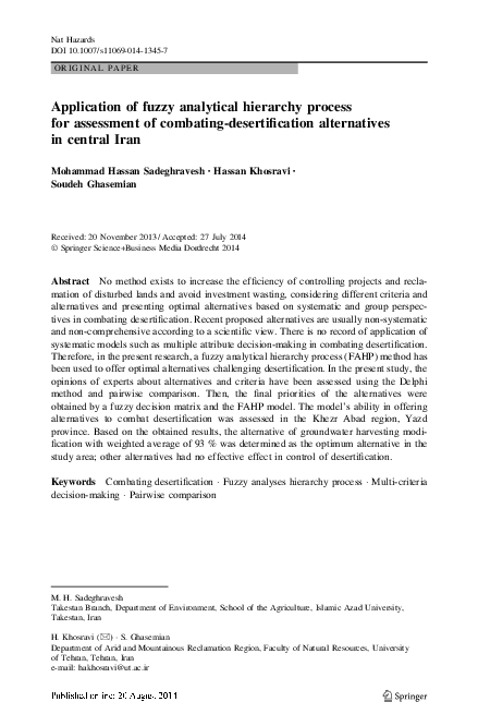 (PDF) Application of Fuzzy Analytical Hierarchy Process for Revising OIU Main-Campus Masterplan ...