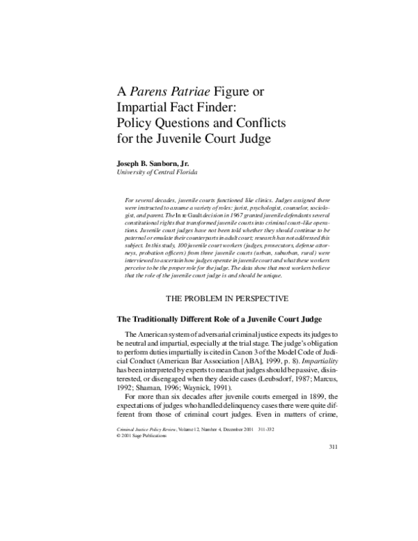 (PDF) Juvenile Law, Before and After the Entrance of "Parens Patriae ...