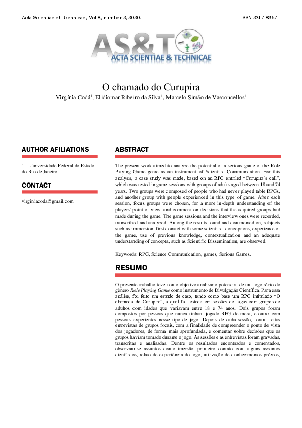 (PDF) O Chamado Do Curupira