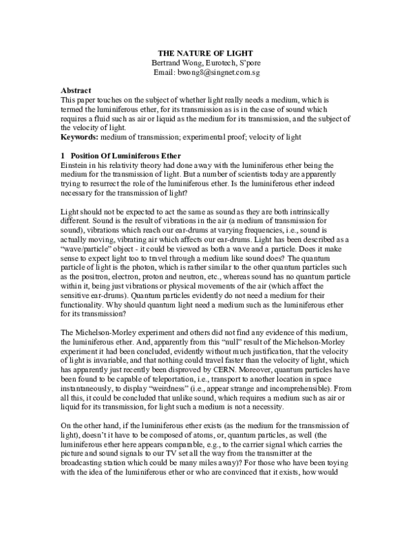 (PDF) The Nature Of Light