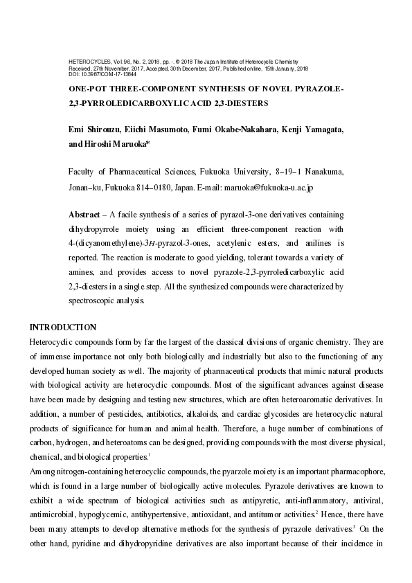 (PDF) One-pot three-component synthesis of novel pyrano[3,2-e]pyrazolo[1,5-a]pyrimidines and ...