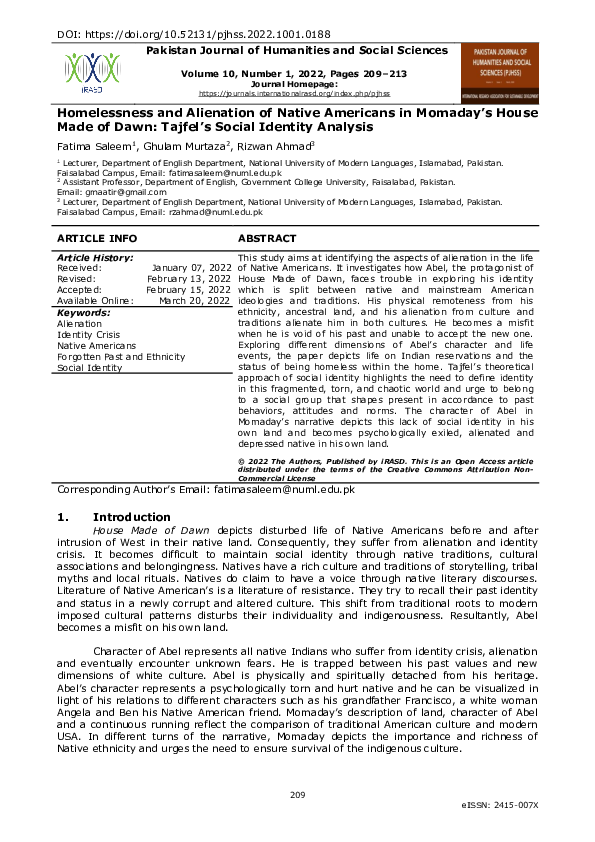 (PDF) Homelessness and Alienation of Native Americans in Momaday’s ...