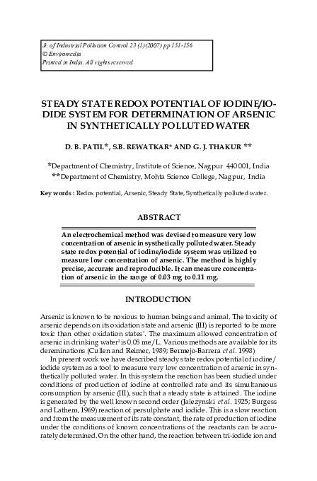 (PDF) Steady State Redox Potential of Iodine/Iodidesystem for ...