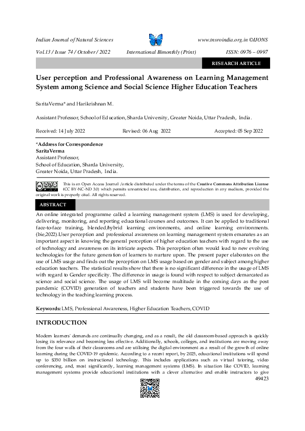 (PDF) User perception and Professional Awareness on Learning Management ...