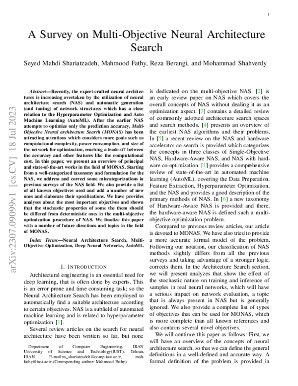 (PDF) A Survey on Multi-Objective Neural Architecture Search