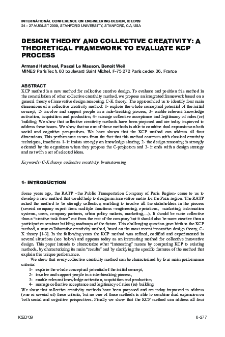(PDF) Design Theory and Collective Creativity: A Theoretical Framework to Evaluate KCP Process ...