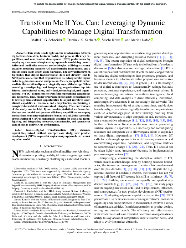 (PDF) Transform Me If You Can: Leveraging Dynamic Capabilities to ...