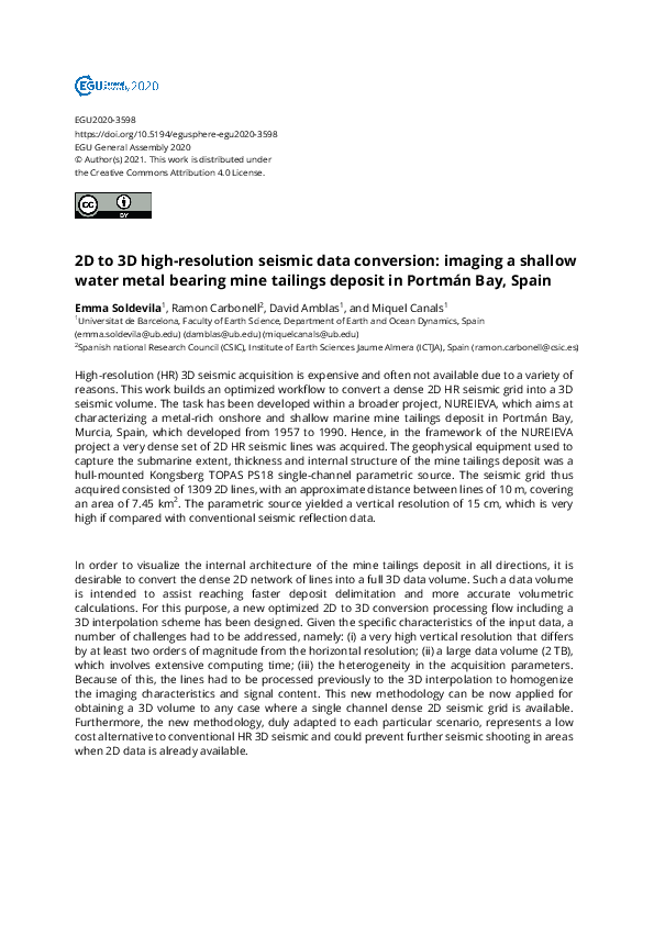 (PDF) 2D to 3D high-resolution seismic data conversion: imaging a ...