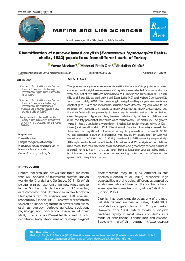 (PDF) Diversification of narrow-clawed crayfish (Pontastacus ...