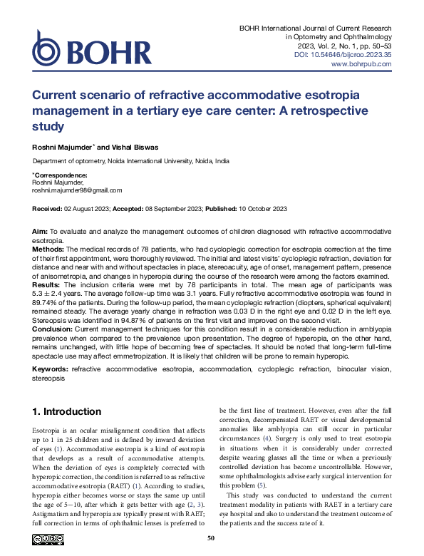 (PDF) Current scenario of refractive accommodative esotropia management ...