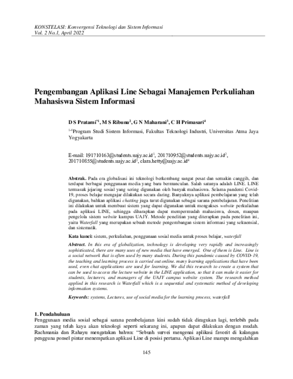 (PDF) Pengembangan Aplikasi Line Sebagai Manajemen Perkuliahan ...