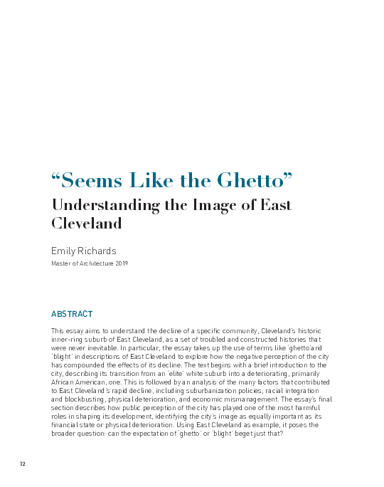 (PDF) Seems like the Ghetto: Understanding the Image of East Cleveland
