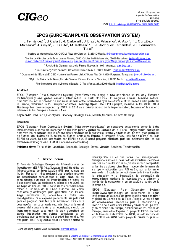 (PDF) Epos (European Plate Observation System)