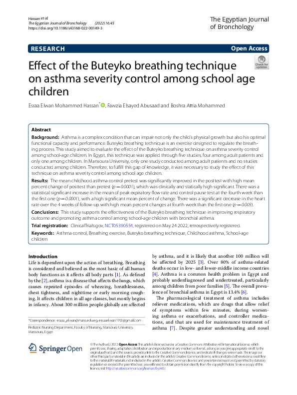 (PDF) Effect of the Buteyko breathing technique on asthma severity ...