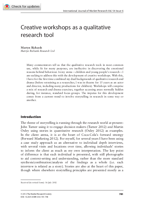 (PDF) Creative Workshops as a Qualitative Research Tool
