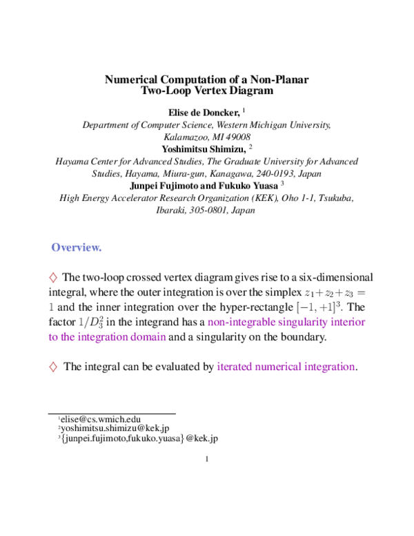 (PDF) Numerical computation of a non-planar two-loop vertex diagram