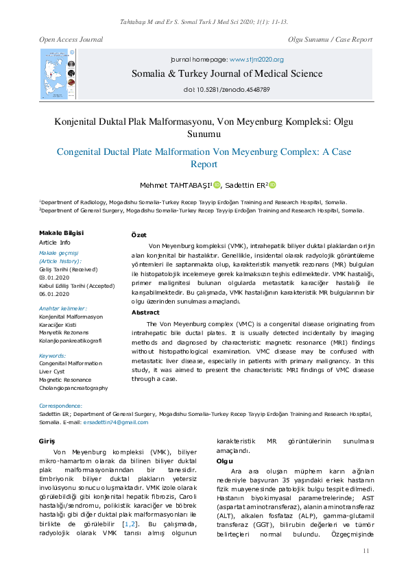 (PDF) Congenital Ductal Plate Malformation Von Meyenburg Complex: A ...