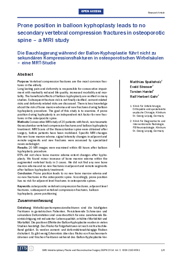 (PDF) Prone position in balloon kyphoplasty leads to no secondary ...