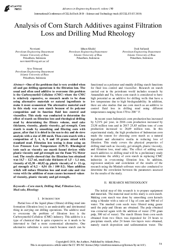 (PDF) Analysis of Corn Starch Additives against Filtration Loss and ...
