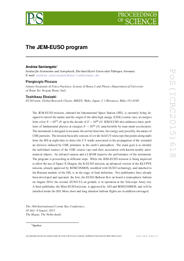 (PDF) The JEM-EUSO Program
