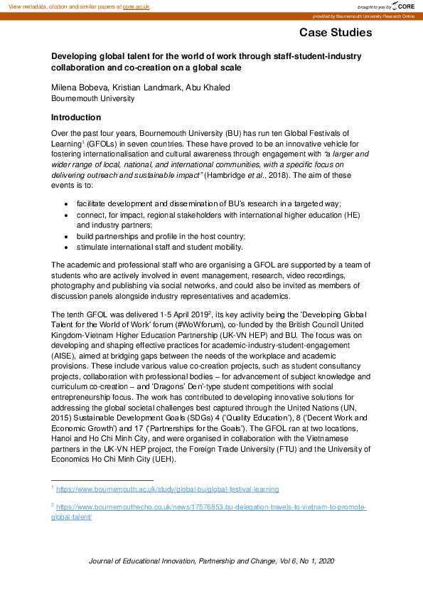 (PDF) Developing Global Talent for the World of Work through staff ...