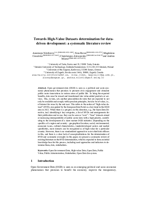 (PDF) Towards High-Value Datasets determination for datadriven development: a systematic ...