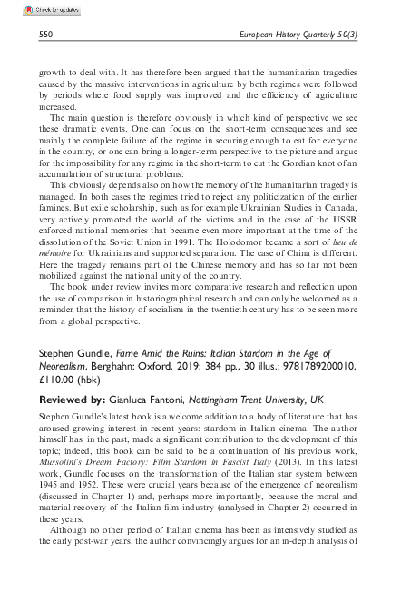 (PDF) Stephen Gundle, Fame Amid the Ruins: Italian Stardom in the Age ...